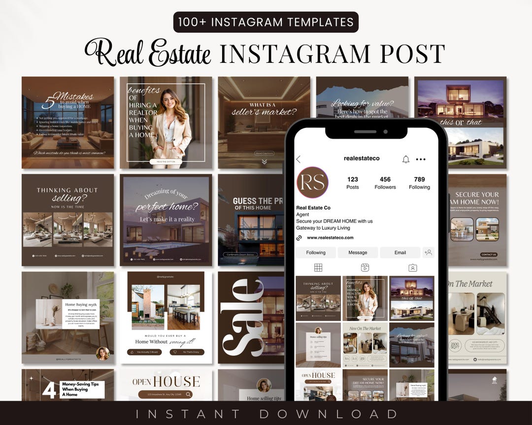 Instagram Templates for Real Estate, Realtor Instagram Post Story ...