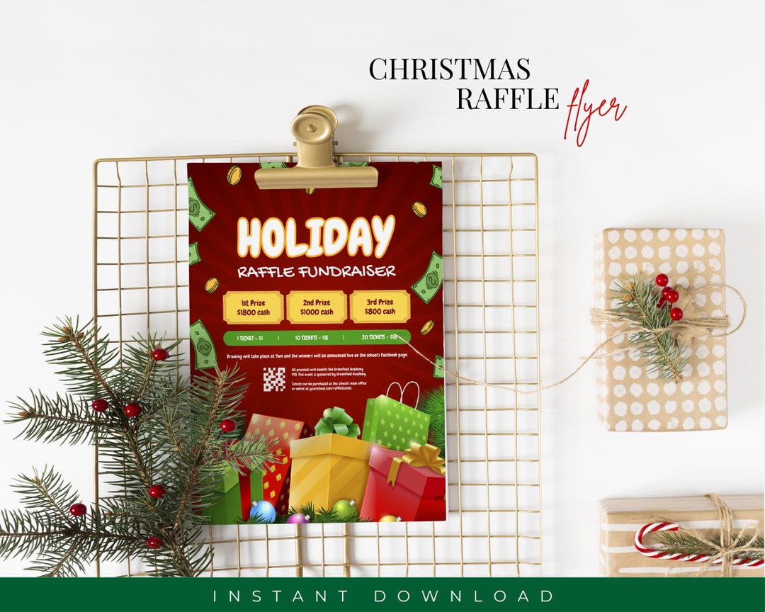 Christmas Raffle Giveaway Flyer, DIY Holiday Flyer, Giveaway Flyer ...
