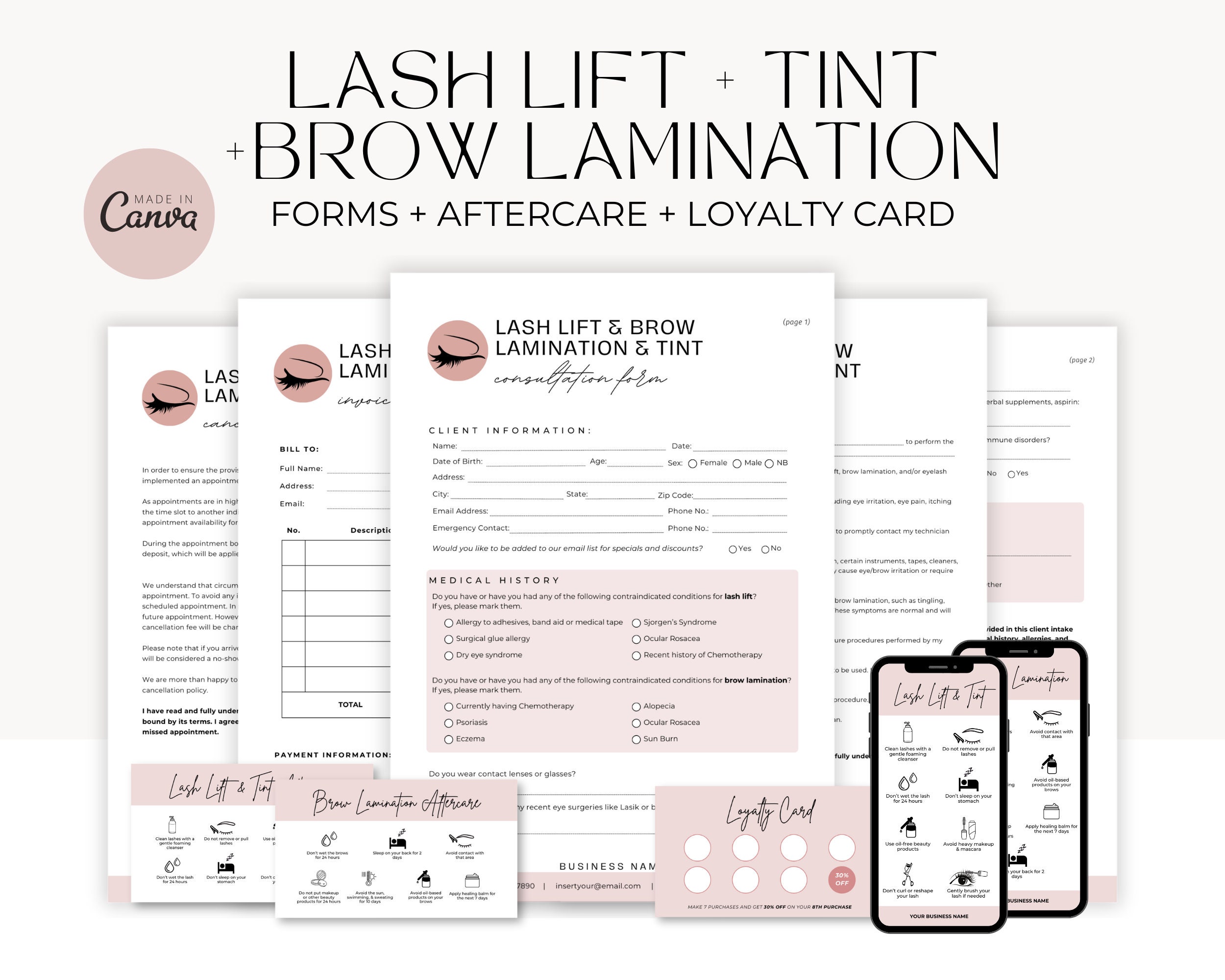 Lash Lift and Brow Lamination Templates Lash Consent & Liability Forms ...