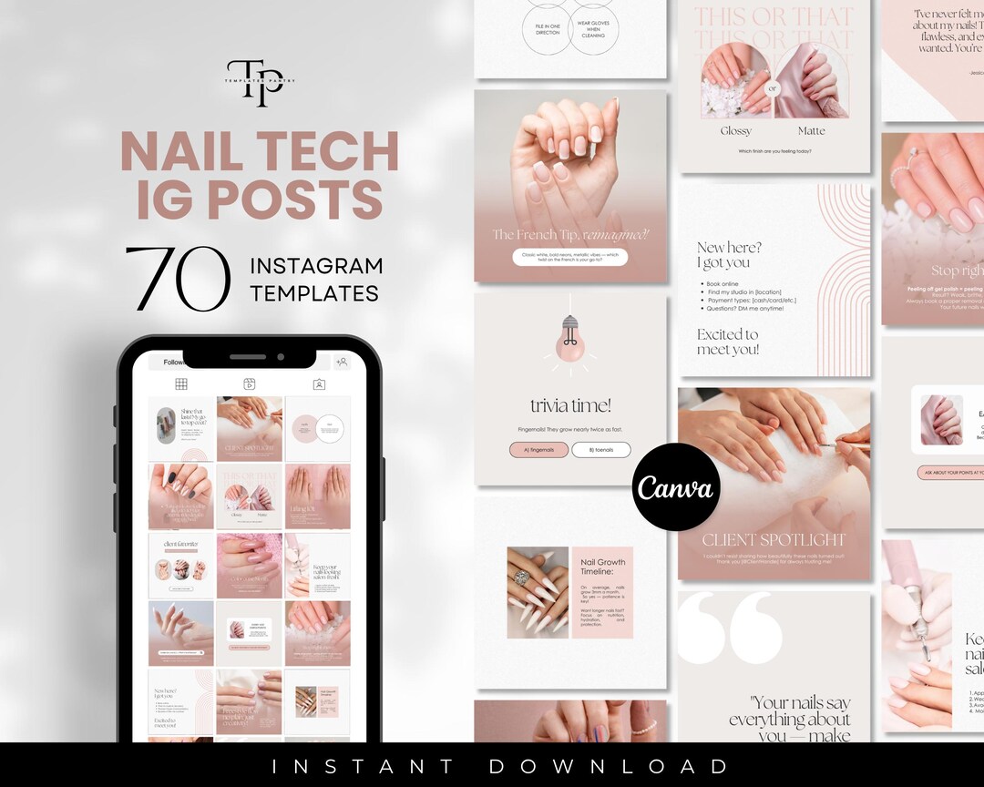 Nail Tech Instagram Templates, Nail Technician Instagram Template, Nail ...