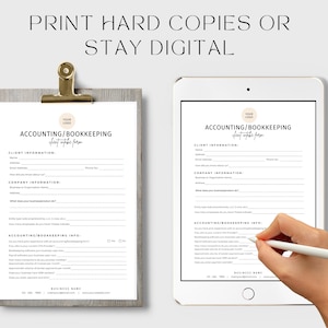 Editable Accounting & Bookkeeping Intake Form Template, Freelance ...