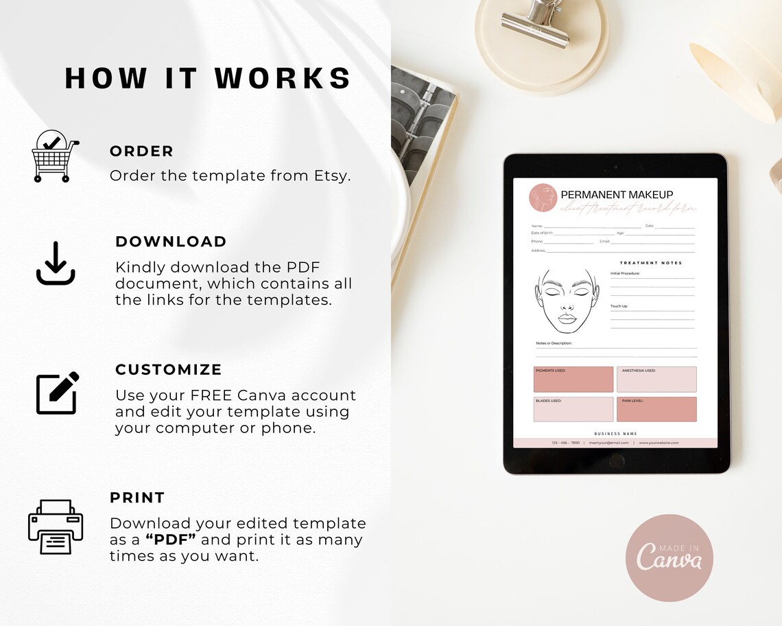 Permanent Makeup Forms Editable PMU Consent Form Template Printable ...