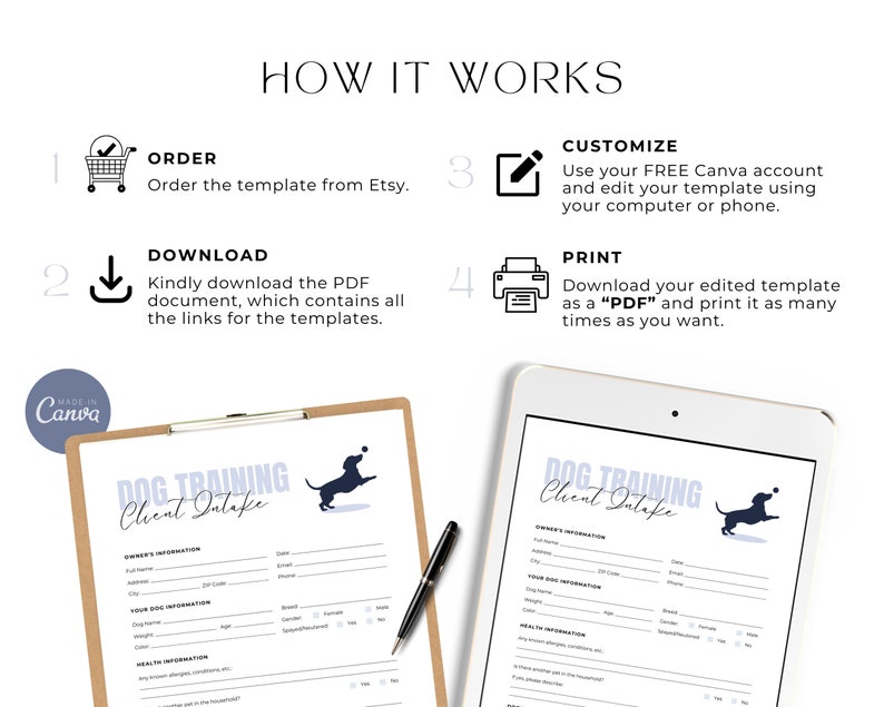 Editable Dog Training Contract Template, Dog Trainer Templates, Dog ...