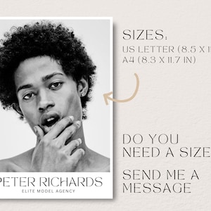 Male Modeling Comp Card Template, Fashion Resume Photo Card, Modeling ...