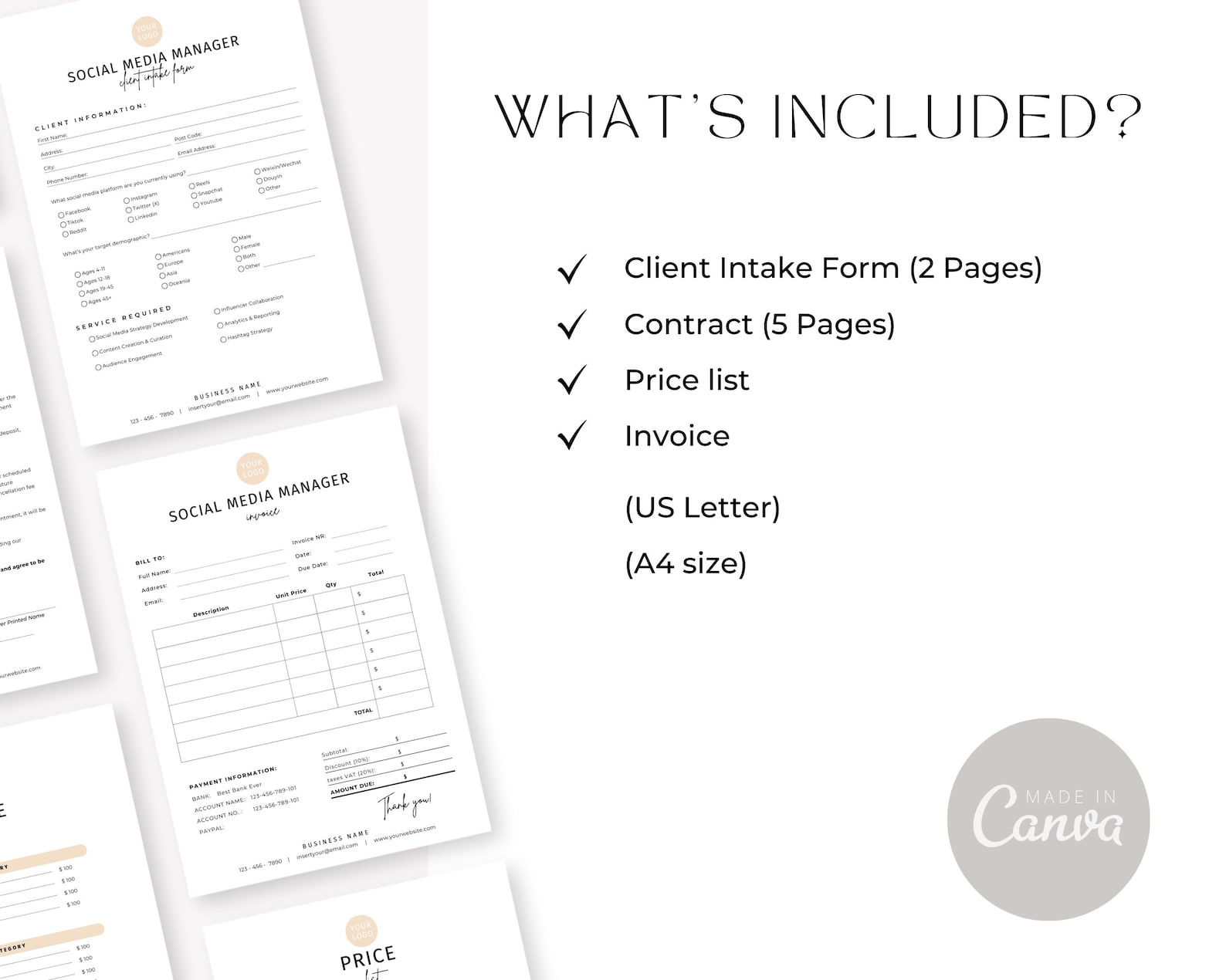 Freelance Social Media Manager Contract, Editable Social Media ...