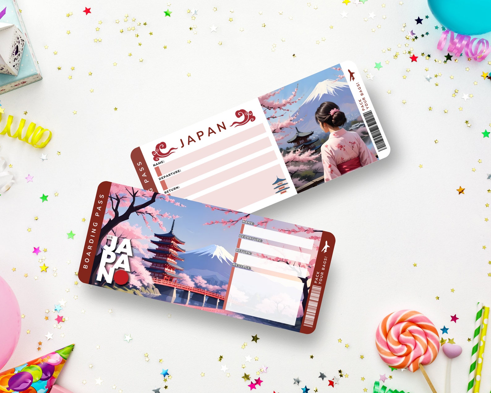 Printable JAPAN Surprise Trip Gift Ticket, Printable Boarding Pass ...