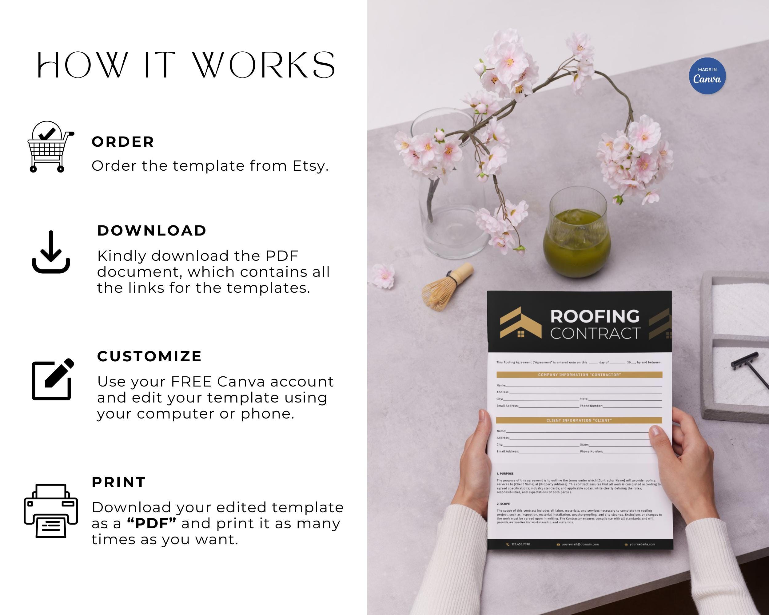 Roofing Business Forms Template, Editable & Printable Roofing Business ...