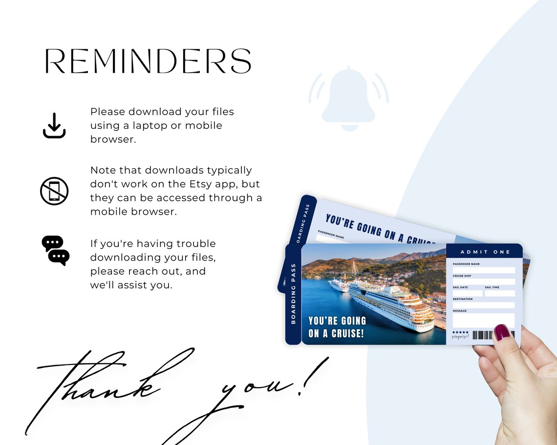 Printable Cruise Ticket Template, Cruise Surprise Ticket, Gift Ticket ...