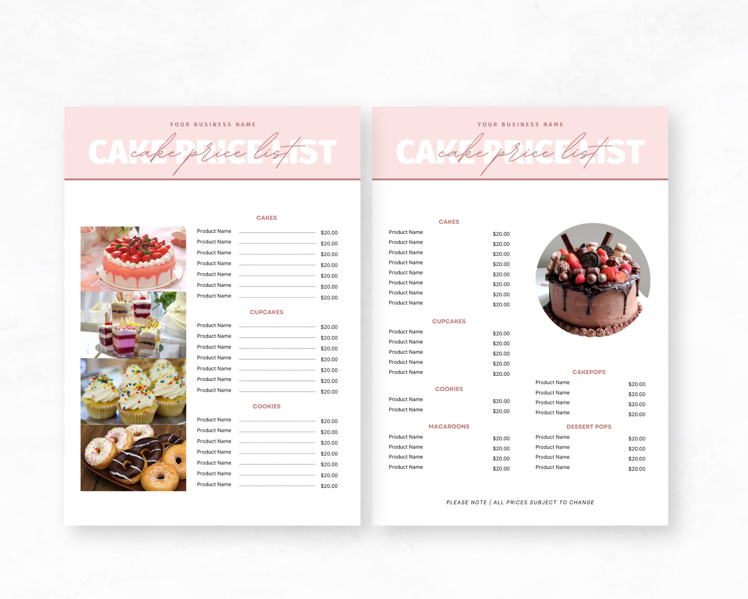 BAKERY PRICE LIST, Price List Template Bakery, Bakery Menu Template ...