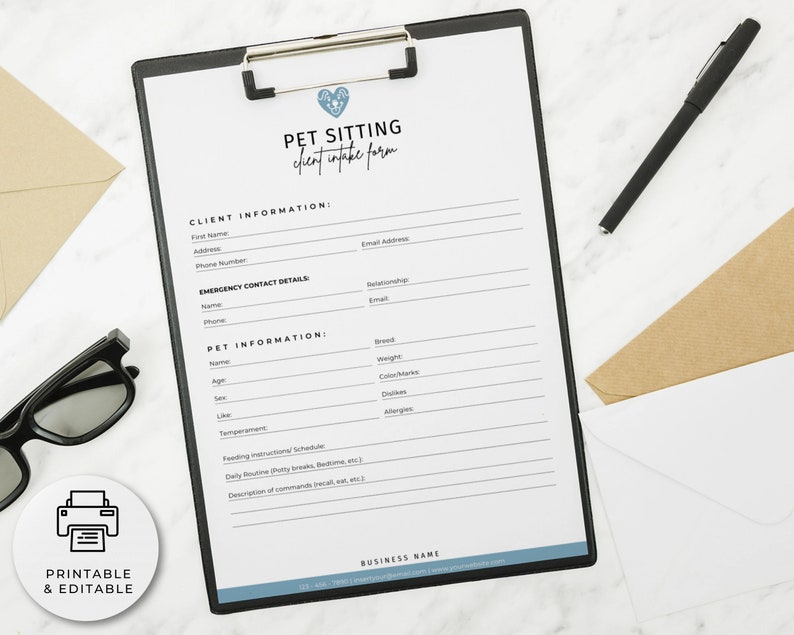 Pet Sitting Service Agreement/contract, Editable & Printable Pet ...