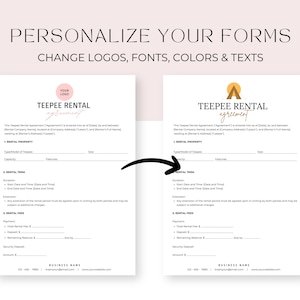 Teepee Rental Contract, Editable Teepee Renting Services Agreement, Teepee Business Forms ...