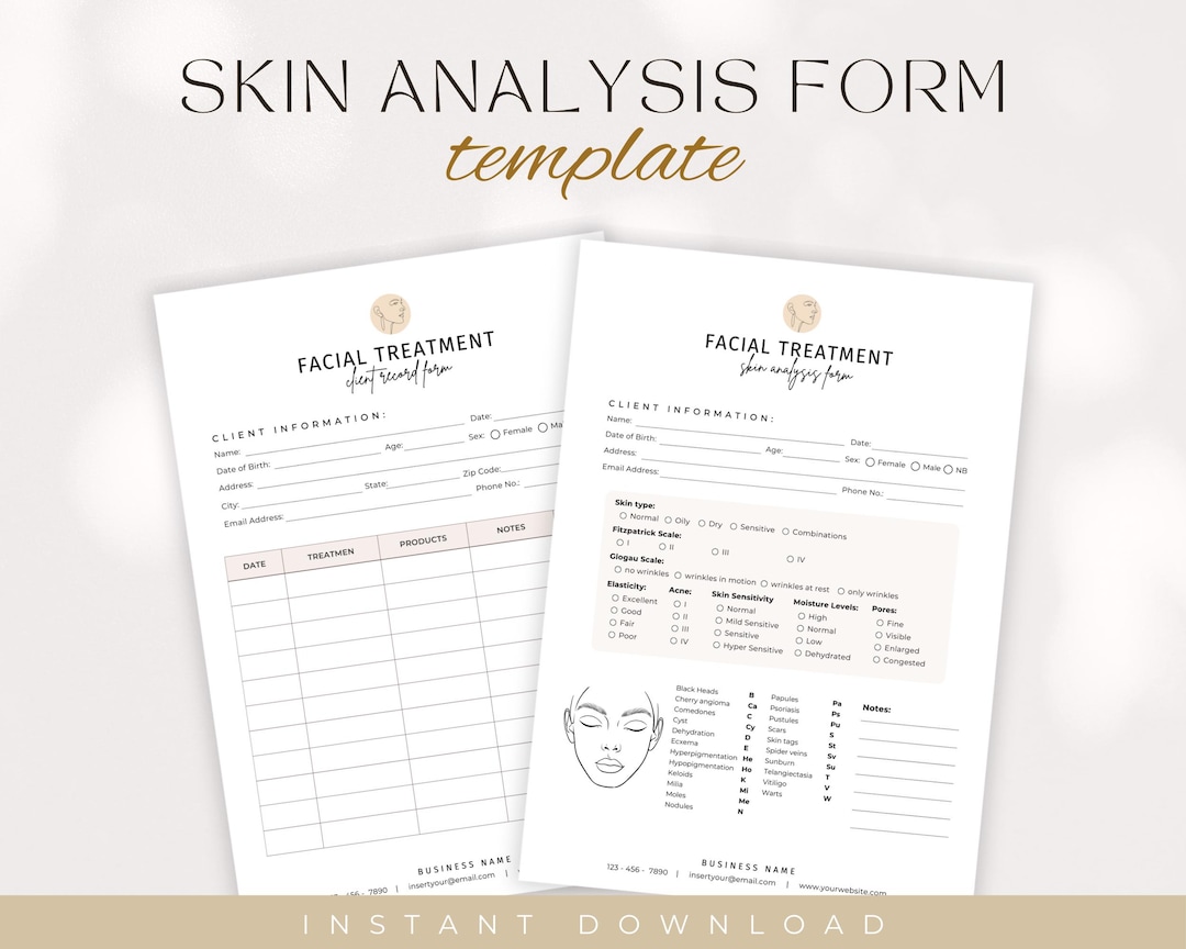 Skin Analysis Form Template, Esthetician Form, Face Mapping Form ...