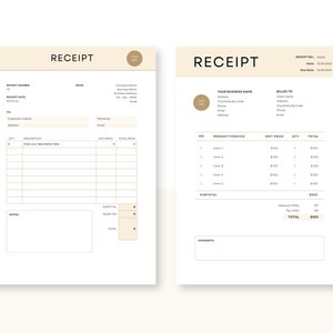 Editable Receipt Template, Printable Receipt Template, Order Form ...