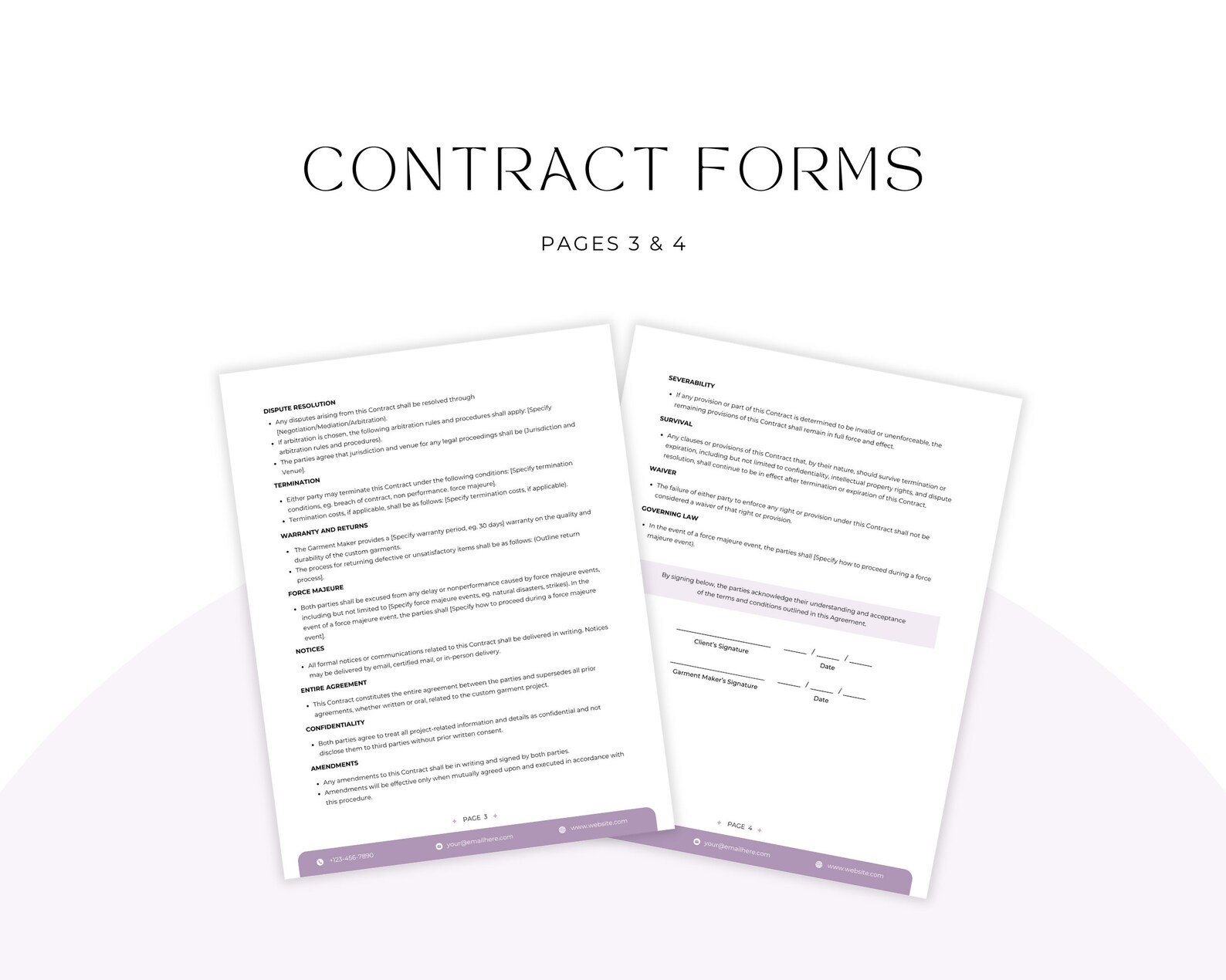 Custom Garment Contract, Tailor Made Clothing Agreement, Bespoke ...