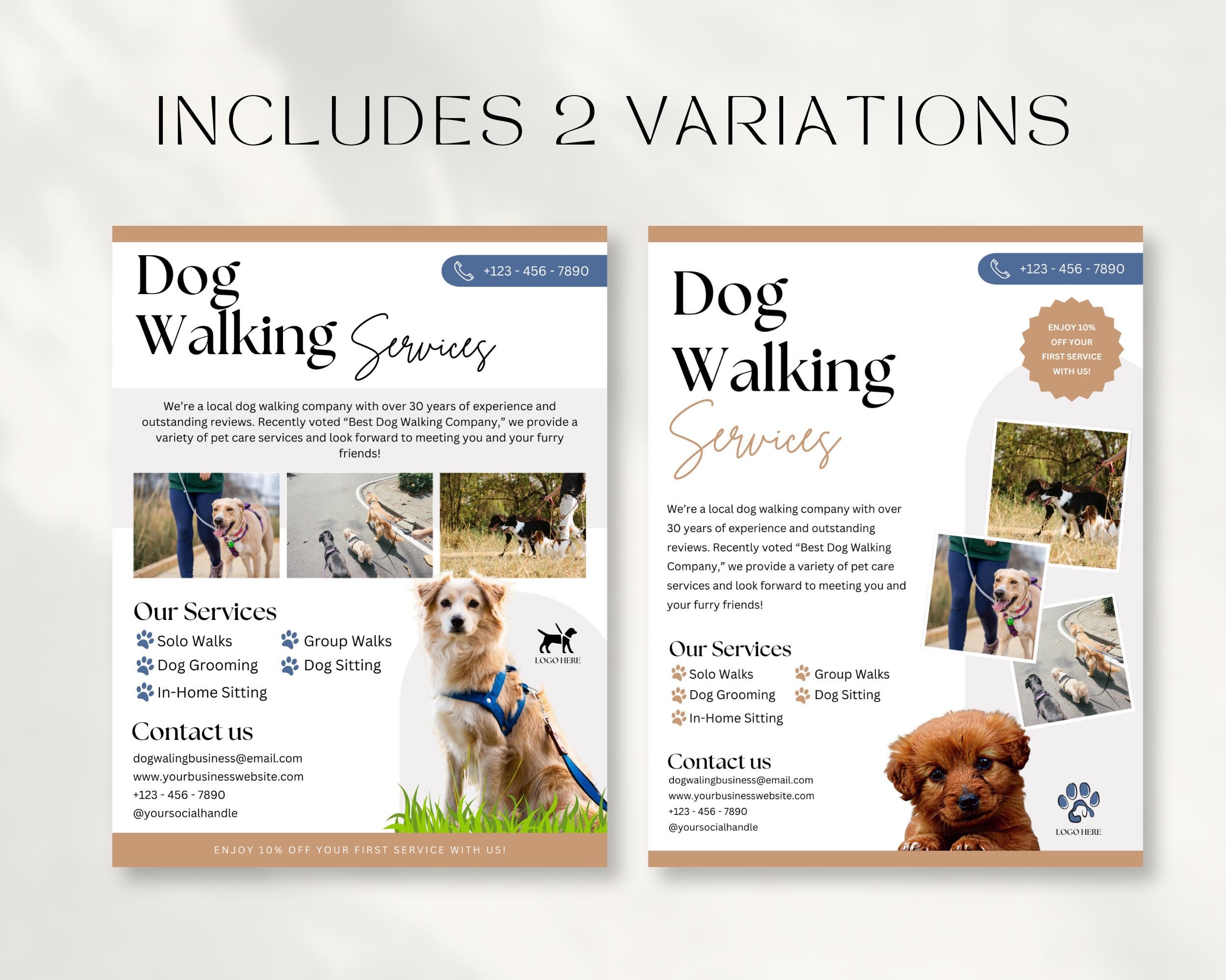 Dog Walking Flyer Poster, Pet Sitting Flyer, Dog Walking Services ...