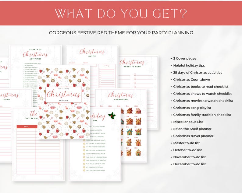 94-page Christmas Planner Bundle, Printable Holiday Planner, Xmas Gift ...