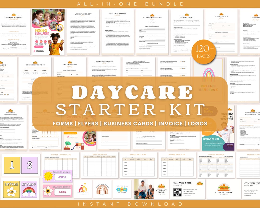 Daycare Starter Kit, Daycare Forms, Daycare Contract, Childcare Forms ...