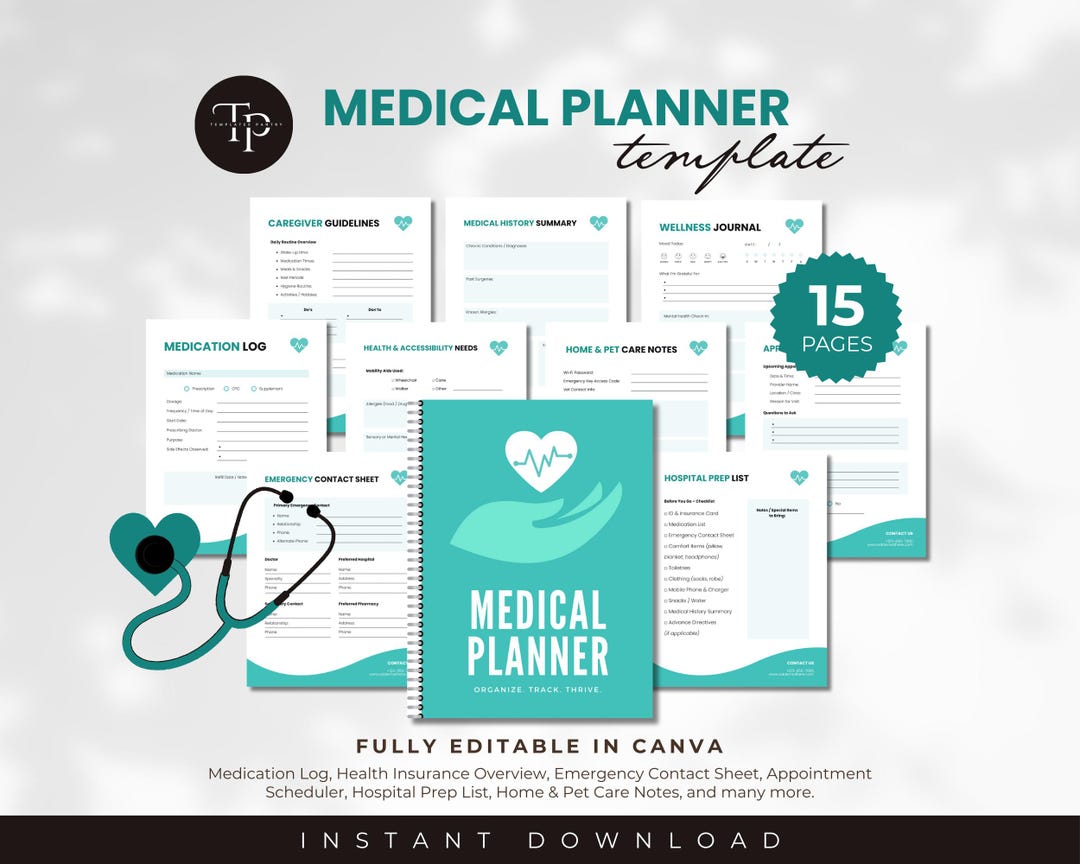 Medical Planner Template, Personal Medical Planner Binder, Printable ...