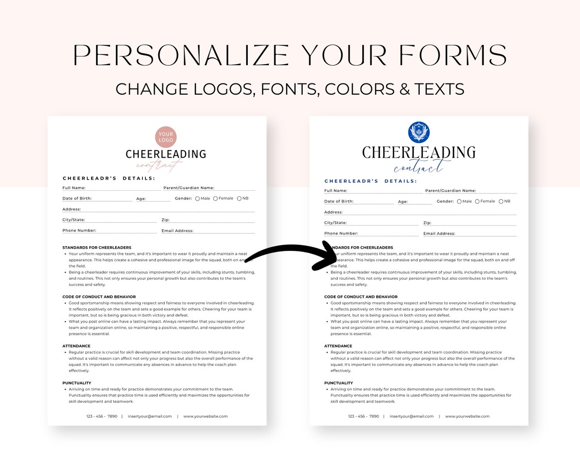 Cheerleading Contract Template, Cheerleading Tryouts Flyer, Coaching ...