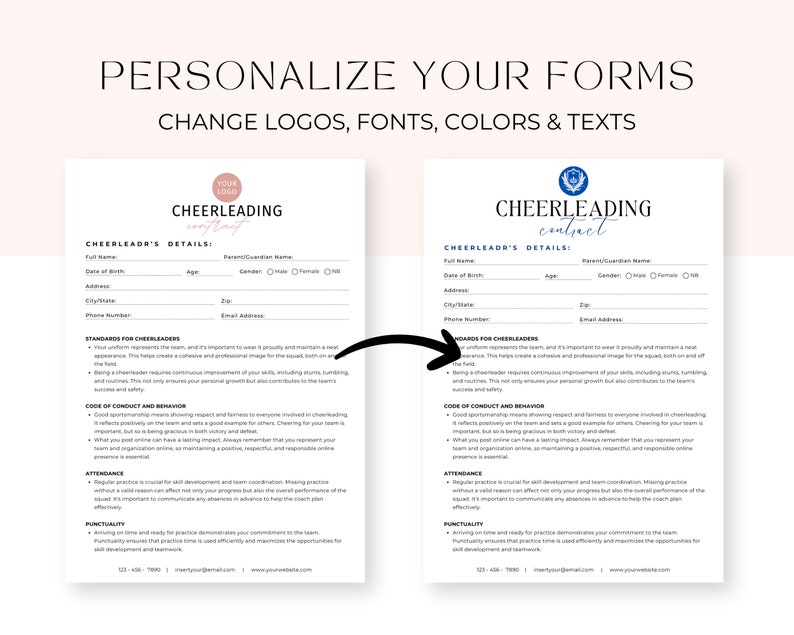 Cheerleading Contract Template, Cheerleading Tryouts Flyer, Coaching ...