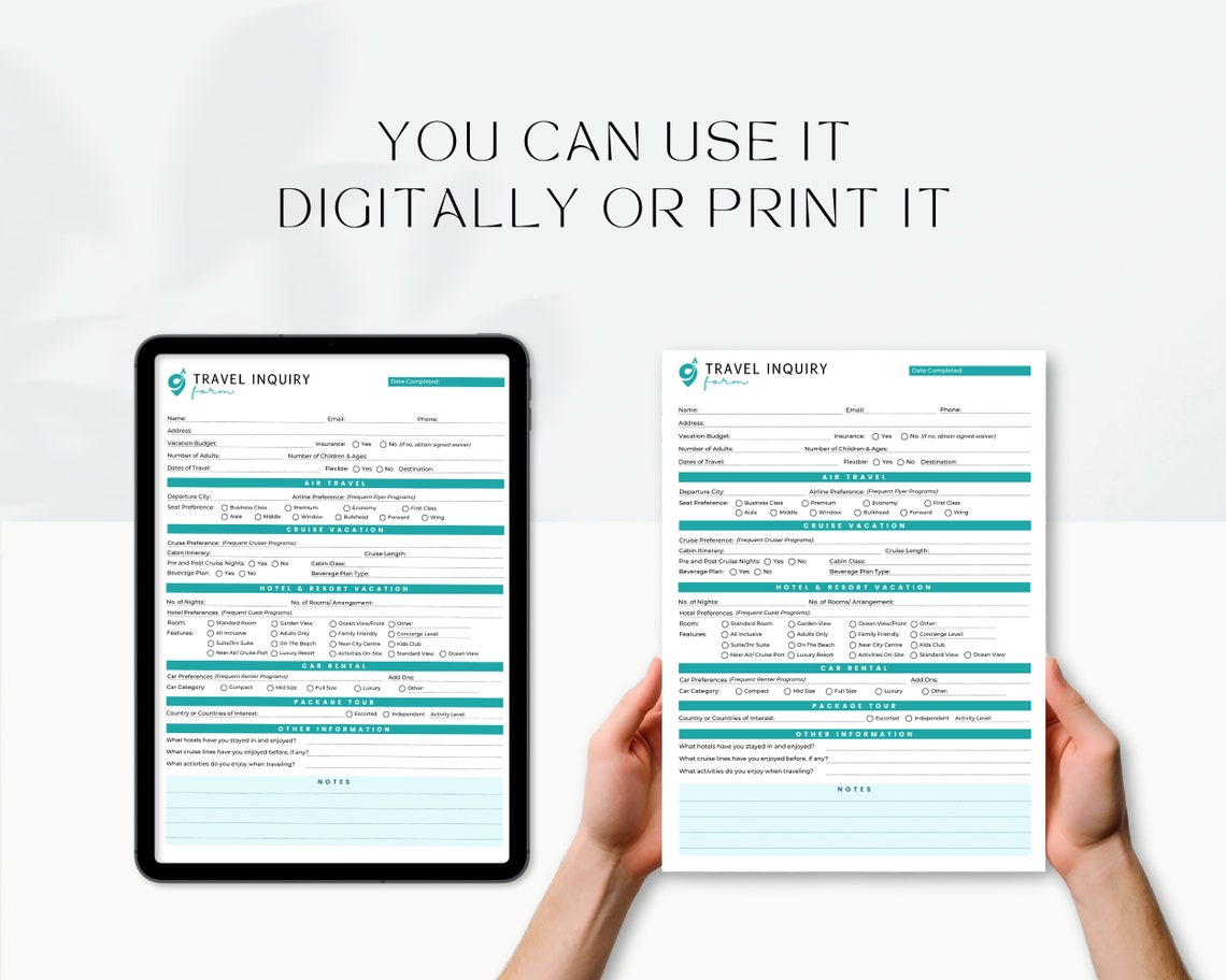 Travel Agent Forms, Booking Form Template, Canva Templates, Agency ...