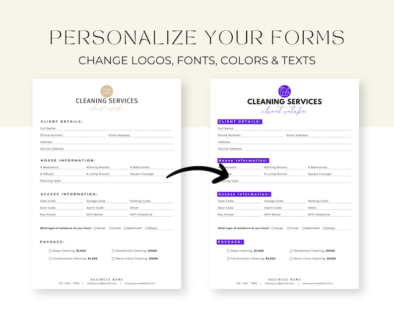 Cleaning Business Forms Bundle, Editable Cleaning Contract, Cleaning ...