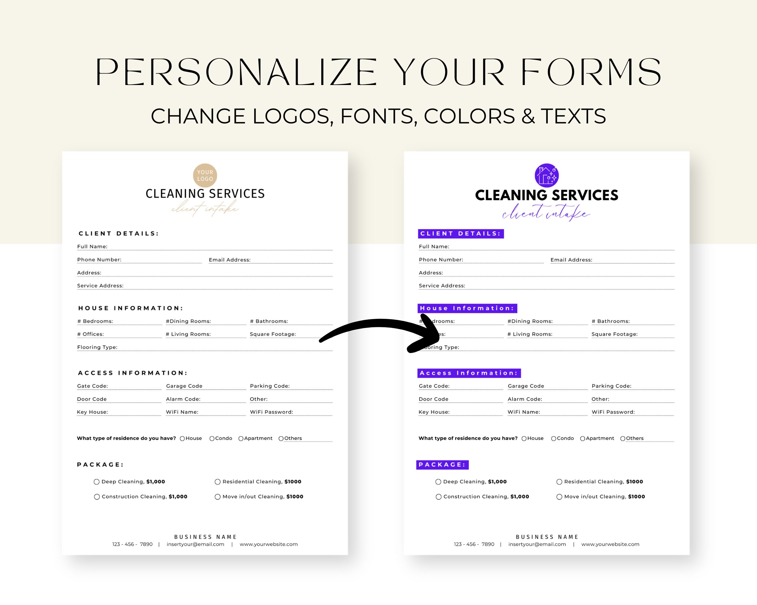 Cleaning Business Forms Bundle, Editable Cleaning Contract, Cleaning ...