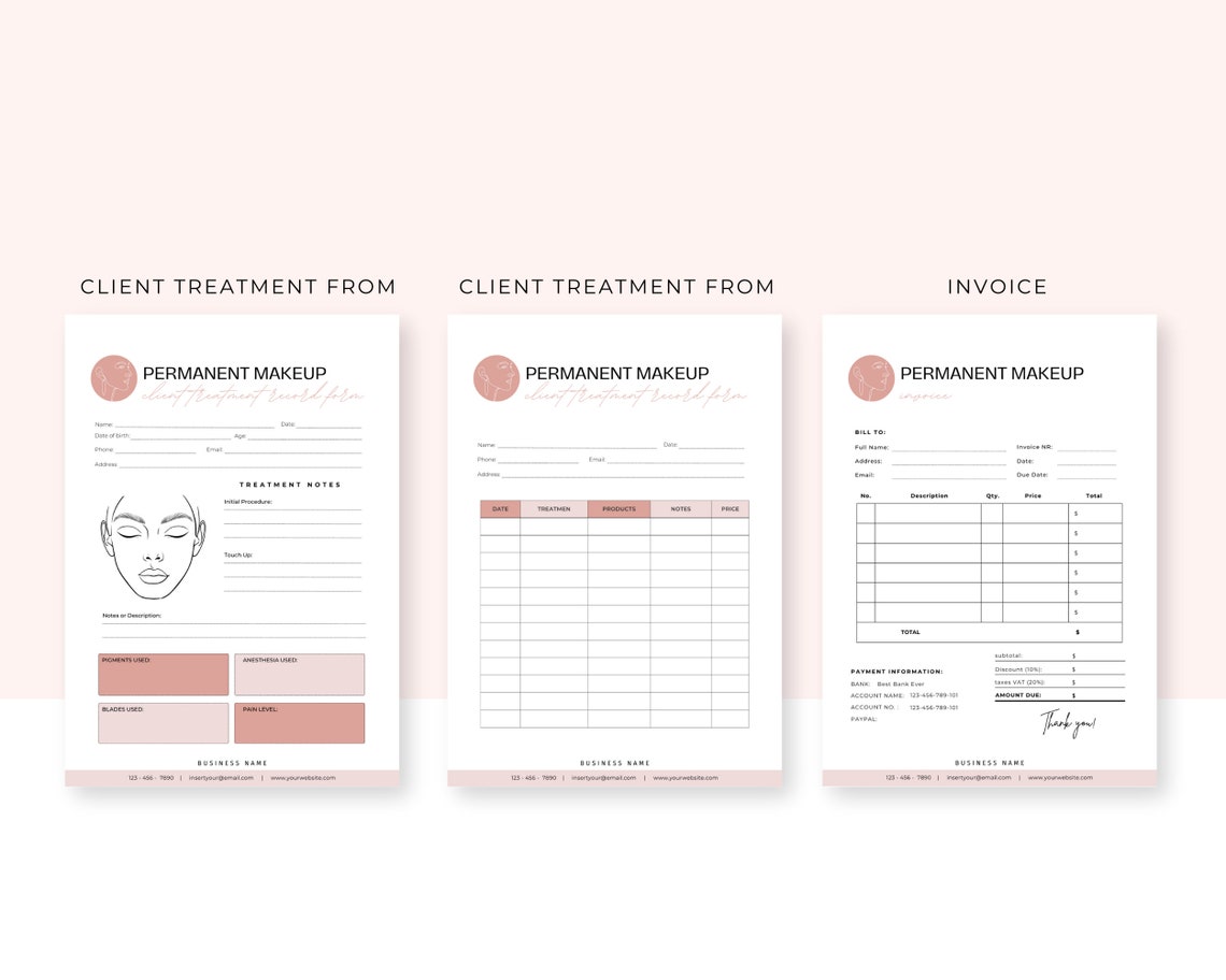 Permanent Makeup Forms, Editable PMU Consent Form Template, Printable ...