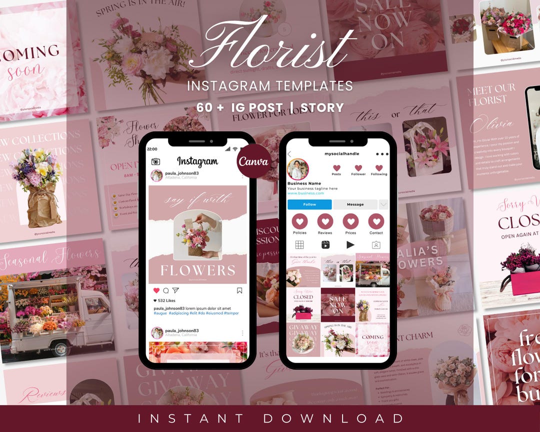 Floral Shop IG Templates, Social Media Templates, Florist Business ...