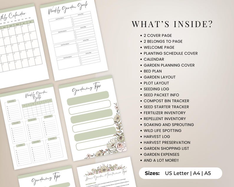 50 Pages Gardening Planner Template, Garden Journal Diary, Houseplant ...