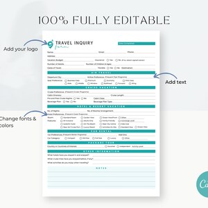 Travel Agent Forms Bundle, Travel Business Forms, Travel Inquiry ...