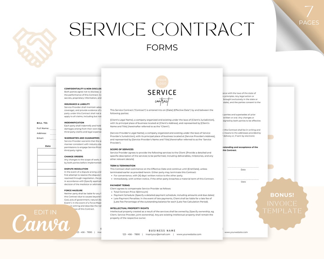 Services Contract Agreement, Service Contract Template, Scope of ...
