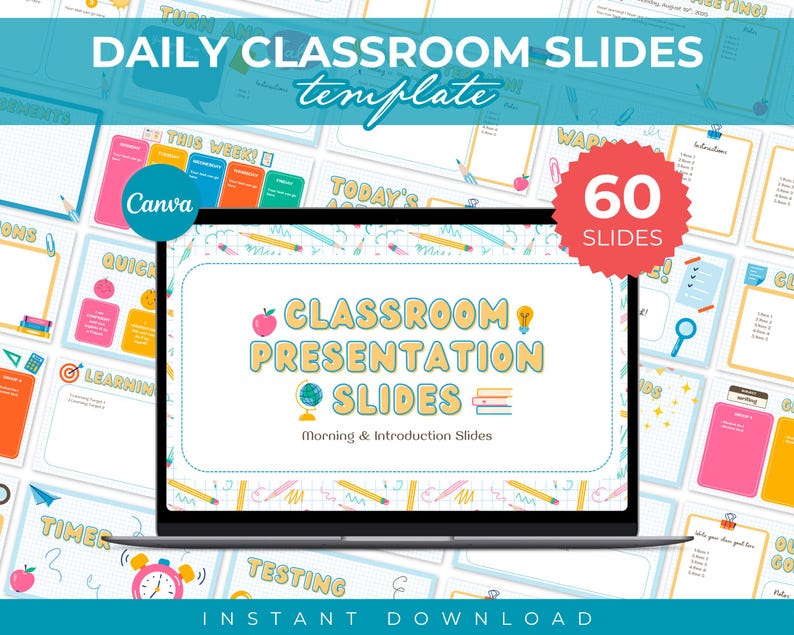 Classroom Daily Slides, Class Slide Deck, School Teacher Powerpoint ...