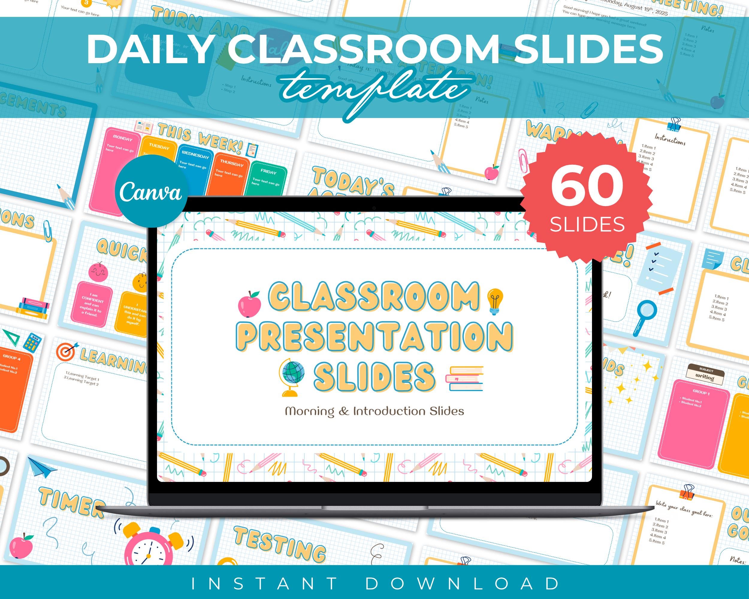Classroom Daily Slides, Class Slide Deck, School Teacher Powerpoint ...