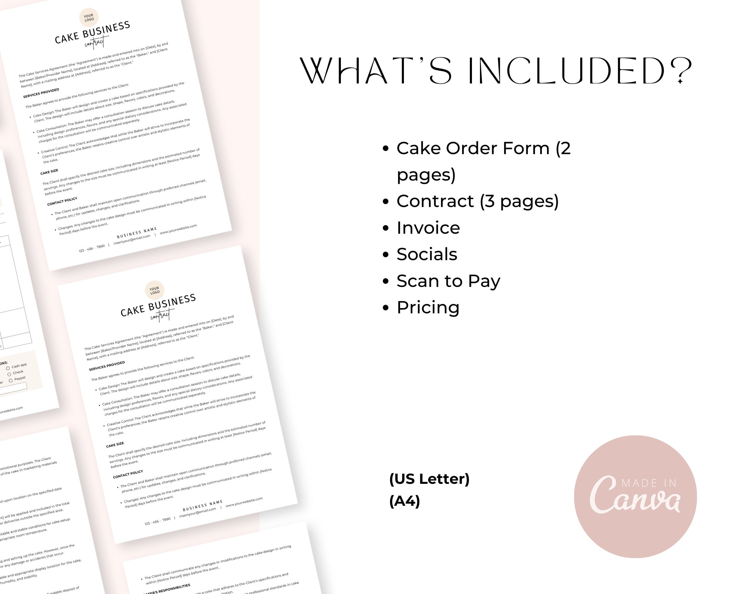 Editable Wedding Cake Contract Template, Wedding Cake Order, Catering ...