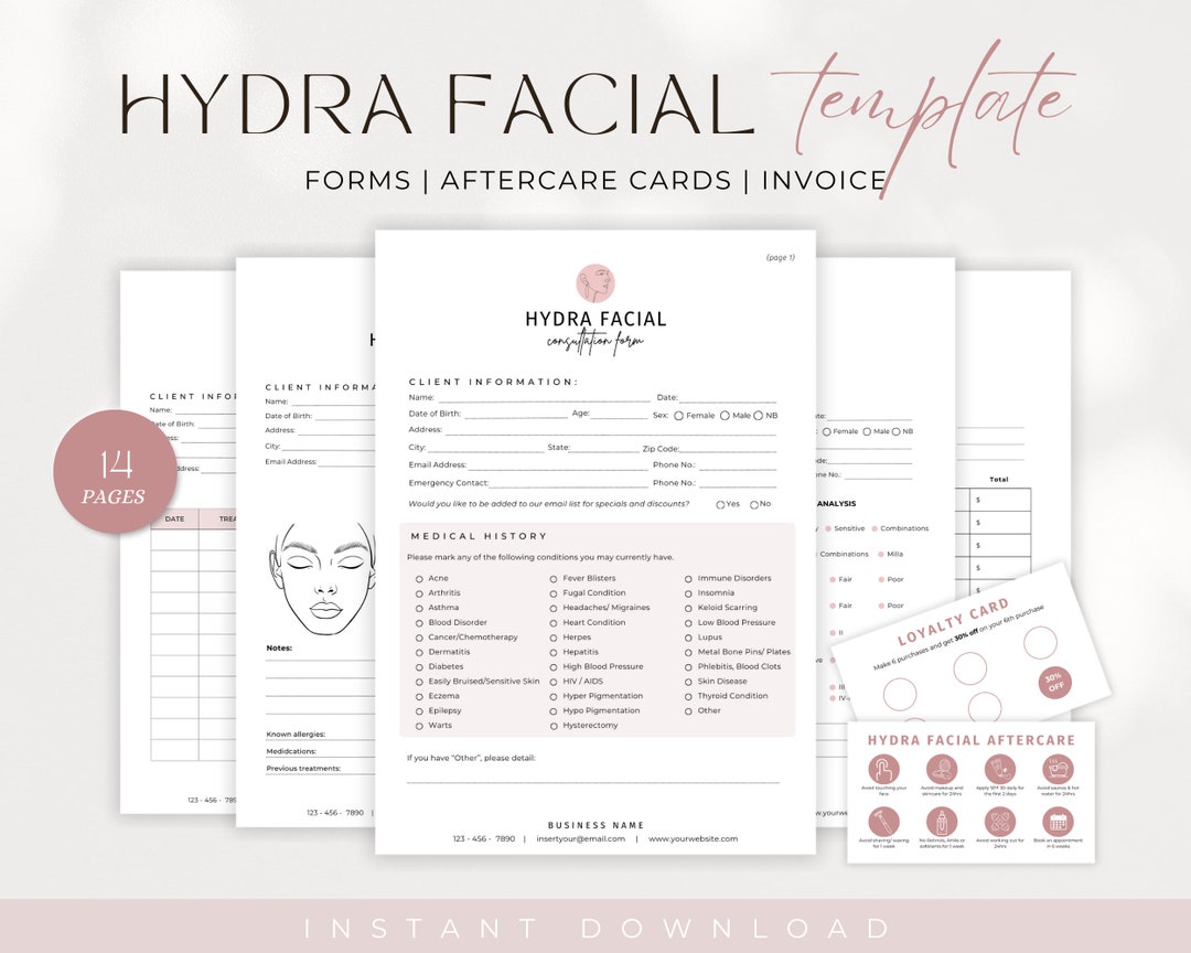 Hydrafacial Consent Form Template, Editable Hydrafacial Client Intake, Consent Forms ...