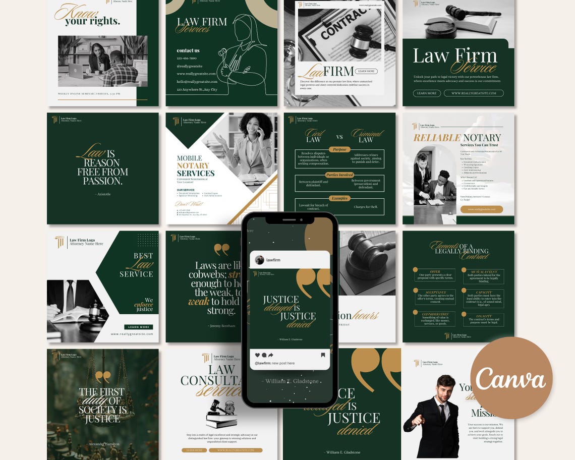 Law Firm Lawyer IG Post Template, Law Firm Social Media Templates ...