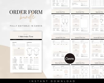 Bundle of Fillable Order Form, Small Business Template, Printable Order Form, T-shirt Order Form ...
