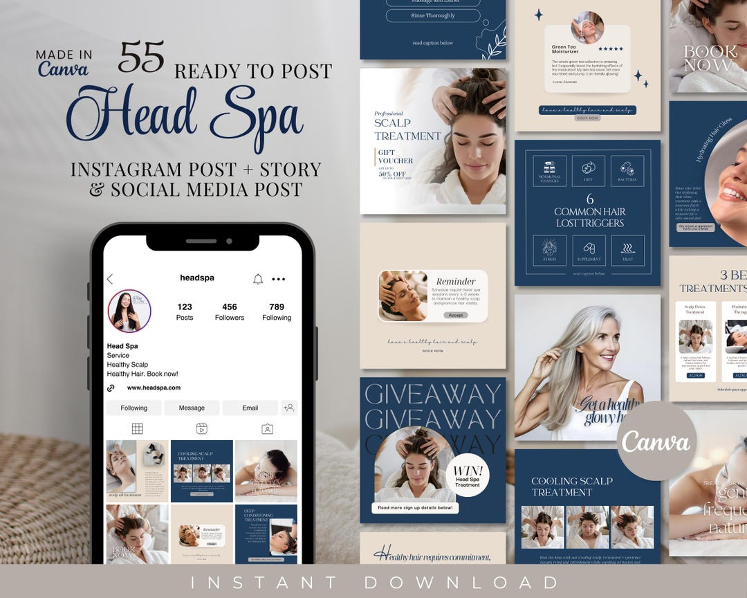 Head Spa Instagram Post + Story & Social Media Post, Social Media ...