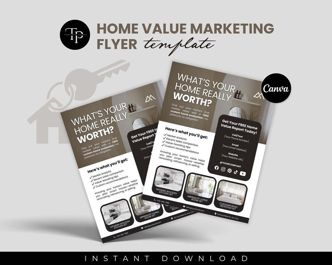 Real Estate Home Value Marketing Flyer, Real Estate Agent, Home Buying ...
