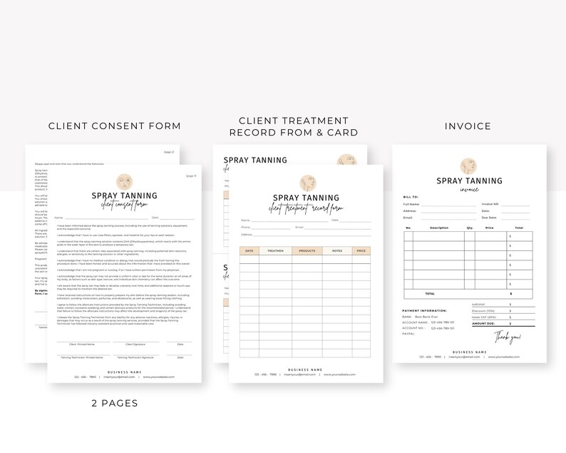 Spray Tan Consent Form, Tanning Consent, Tanning Salon Forms, Editable ...