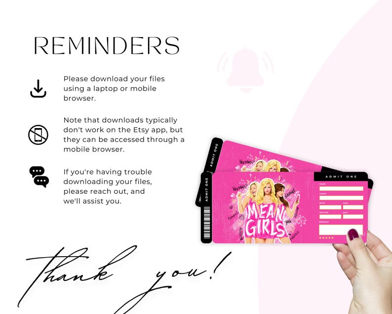 Printable Mean Girls the Musical Tour Ticket Template, Editable Theatre ...