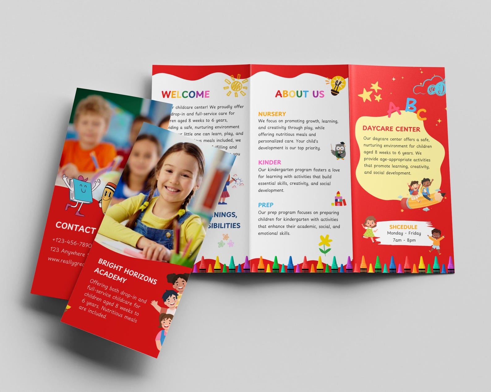 Daycare Center Trifold Brochure Template, Nursery Leaflet, Trifold ...
