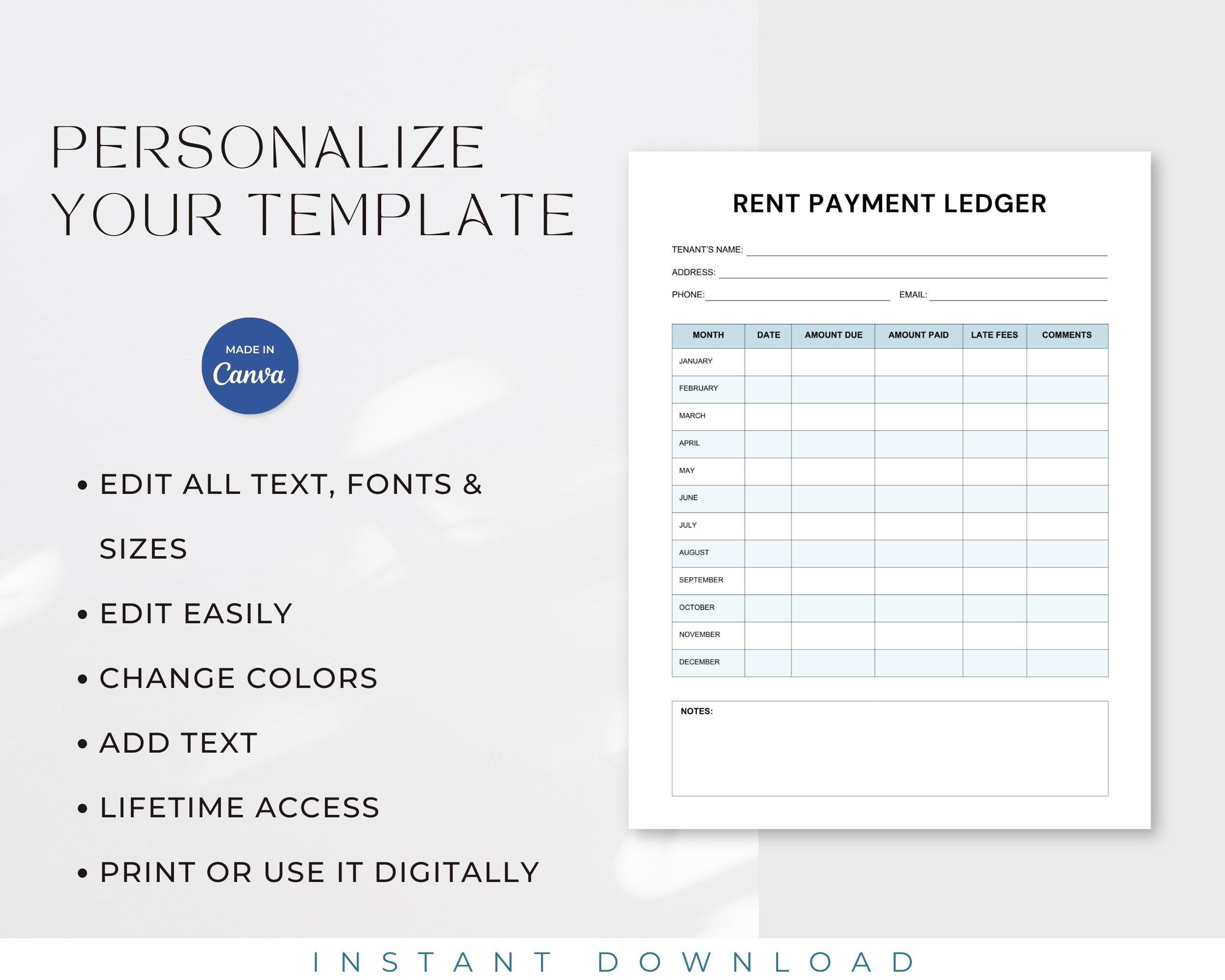 Rent Payment Ledger Template, Form Templates, Rent Payment Ledger Form ...