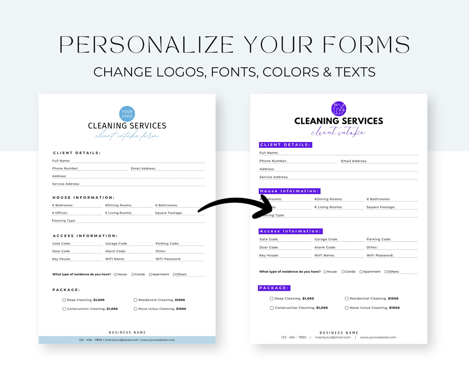 Cleaning Business Bundle, Cleaning Forms, Logo, Service Agreement ...