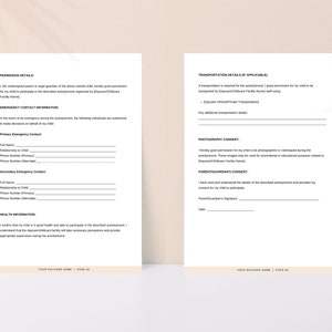 Daycare Permission Form | Childcare Printable Event Permission Slip ...