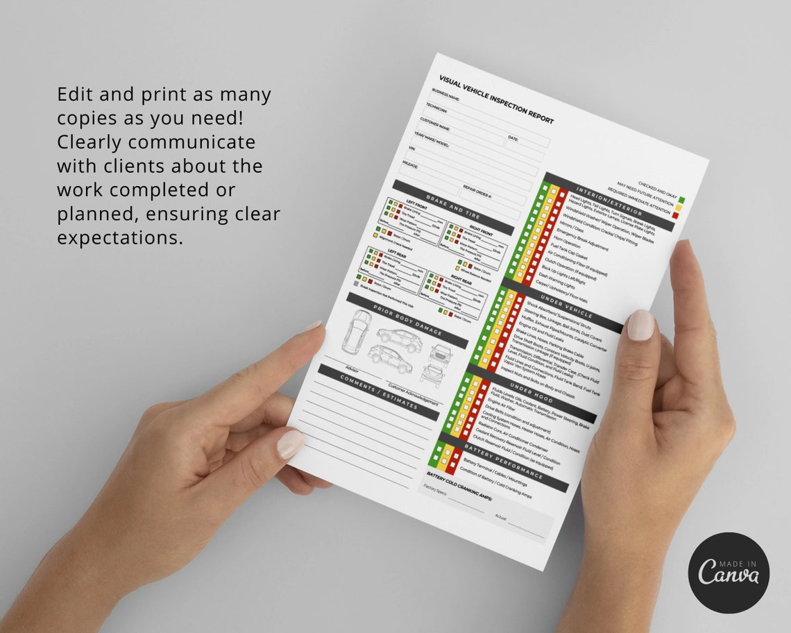 Visual Vehicle Inspection Report | Fillable PDF Multi-point Vehicle ...