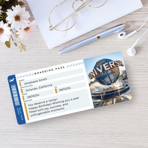 Printable UNIVERSAL STUDIOS Surprise Trip Ticket, Universal Gift Ticket ...