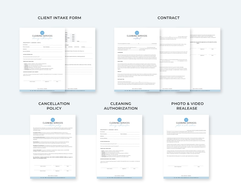 Cleaning Business Bundle, Cleaning Forms, Logo, Service Agreement ...