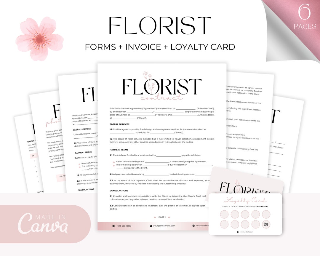 Florist Contract Template, Floral Services Agreement, Flower ...